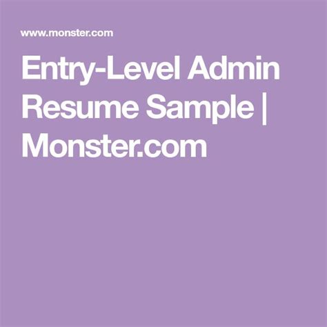 Sample Resume For An Entry Level Admin Resume Entry Level Job Hunting