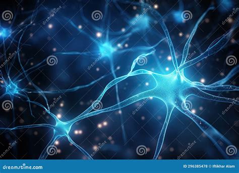 Neuron Cell, 3D Illustration, Computer Generated, with Blue Background, Neurons and Nervous ...