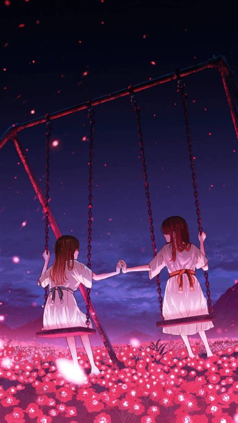 Wallpapers Links Mobile Anime Wallpapers Anime Girls On A Swing