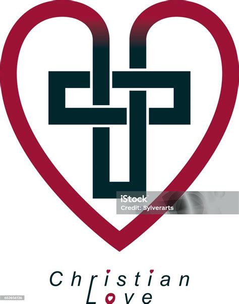 기독교 사랑과 하나님 벡터 창조적 인 기호 디자인 기독교 십자가와 심장 벡터 로고 또는 기호와 결합에 대한 진정한 믿음 개념에 대한 스톡 벡터 아트 및 기타 이미지 Istock