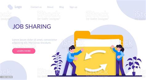 날짜 또는 작업 공유 개념입니다 동료에게 의무와 책임을 위임합니다 일자리 공유 대체 업무 일정 협력 고용 일자리 분할 현대 플랫 일러스트 가공의 인물에 대한 스톡 벡터 아트