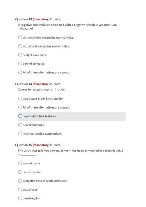 Solved Question 13 Mandatory 1 Point A Negative Cost