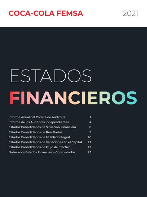 estados financieros coca cola 2021 pdf auditoría estado financiero
