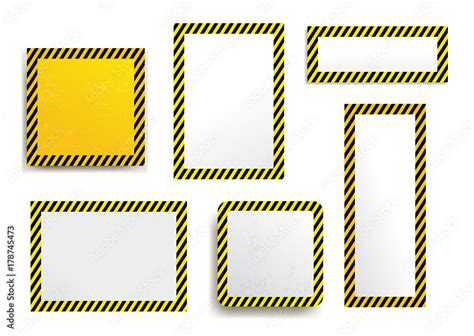 Set Of Warning Striped Rectangular Background Yellow And Black Stripes On The Diagonal Warning