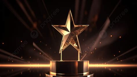 수상자로 검정색 배경에 장착된 반짝이는 금색 별 빛나는 조명과 함께 무대에서 3d 렌더링 골드 스타 트로피 고화질 사진 사진 배경 일러스트 및 사진 무료 다운로드