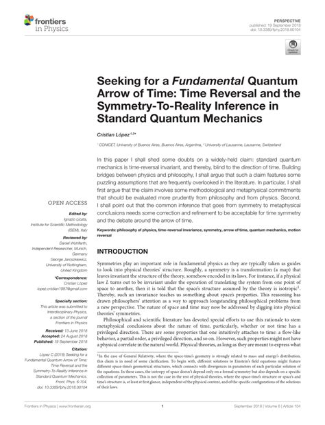 Pdf Seeking For A Fundamental Quantum Arrow Of Time Time Reversal And The Symmetry To Reality