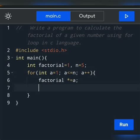 How To Write A Program To Calculate The Factorial Of A Given Number Using A For Loop In C
