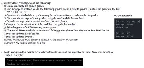 Solved 3 Createmake Gradespy To Do The Following A