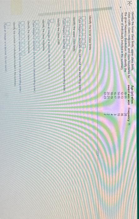 solved identify the lower class limits upper class limits