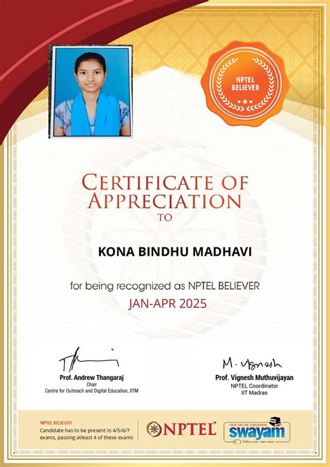 Nptel Star Completed 4 Courses In Diverse Subjects Bindhu Madhavi Posted On The Topic Linkedin