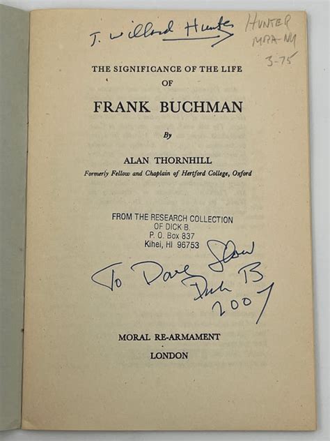 The Significance Of The Life Of Frank Buchman By Alan Thornhill