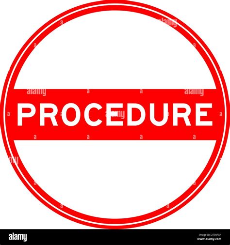 Red Color Round Seal Sticker In Word Procedure On White Background