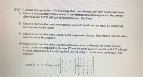 Solved Part Ii Matrix Manipulation Write A Script That