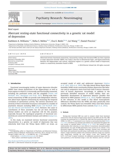 Pdf Aberrant Resting State Functional Connectivity In A Genetic Rat