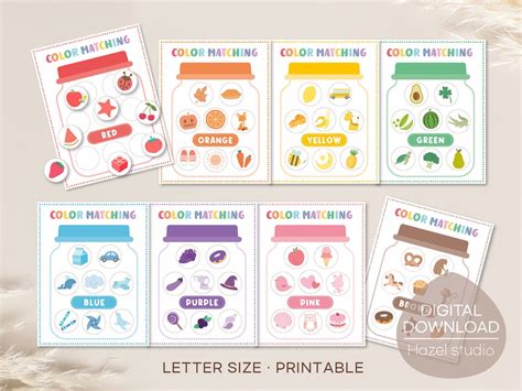 Color Sorting Color Matching Activity Color Busy Book Pages Learning Activity Montessori