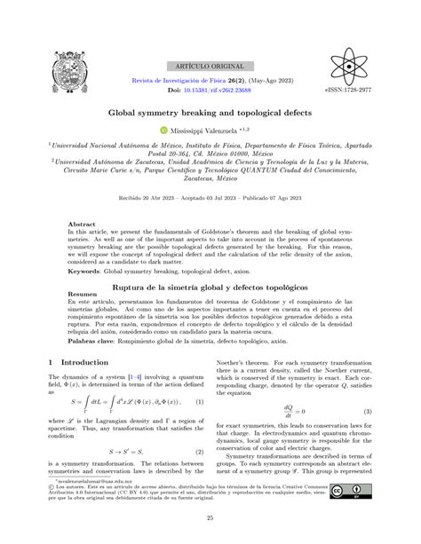 Pdf Global Symmetry Breaking And Topological Defects