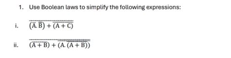 solved use boolean laws to simplify the following