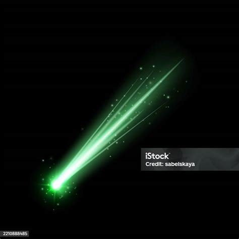 떨어지는 소행성 또는 혜성 불 반짝이 녹색 흔적 벡터 우주에서 운석 불타는 별 불덩어리 3차원 형태에 대한 스톡 벡터 아트 및 기타 이미지 Istock