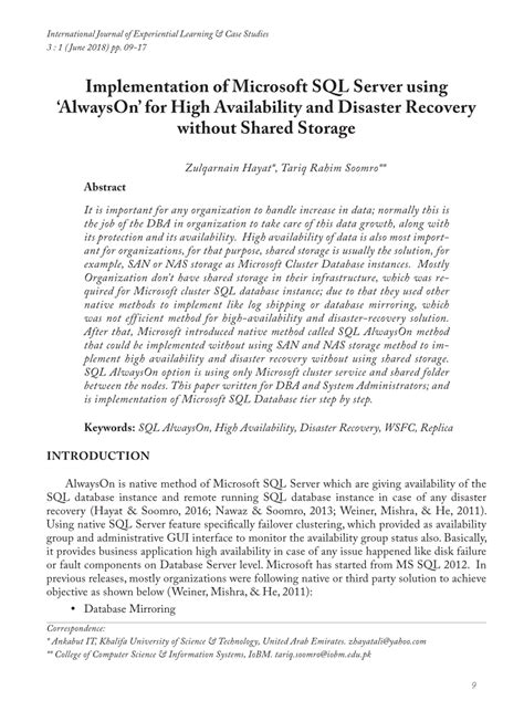 Pdf Implementation Of Microsoft Sql Server Using ‘alwayson For High