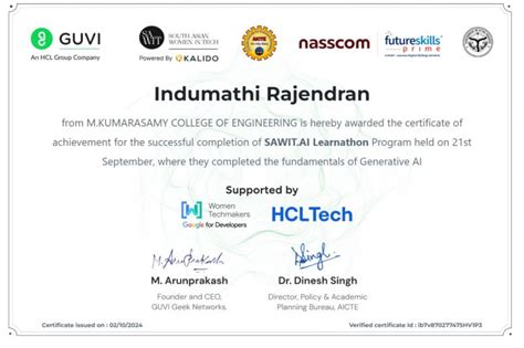 Indumathi Rajendran On Linkedin Learningneverstops Sawitlearnathon Guvi Continuouslearning