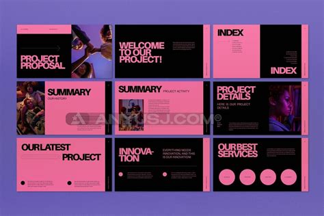 20页粉色现代极简商业项目业务说明设计展示ppt幻灯片演示文稿模板pink Swiss Project Proposal Presentation 安鱼设计资源丨优质平面设计资源共享站