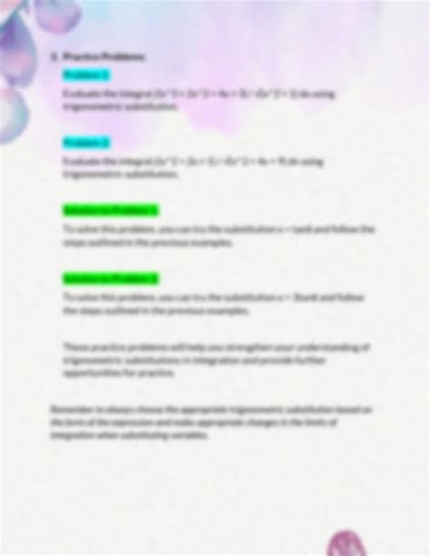 Solution Algebra Note Integration By Substitution Trigonometric