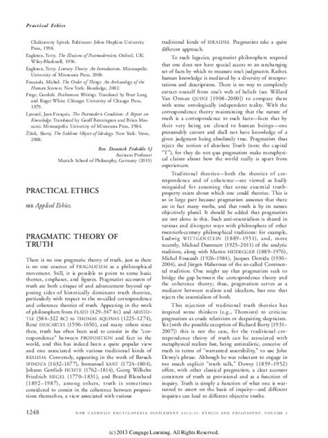 Pdf Pragmatic Theory Of Truth