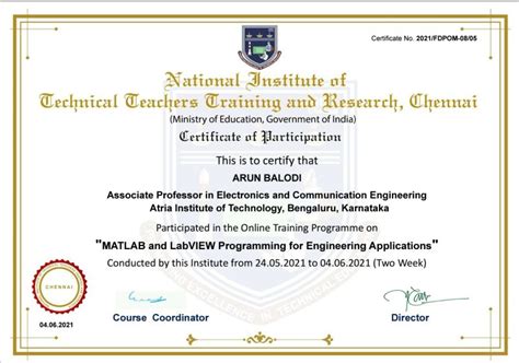 Dr Arun Balodi On Linkedin Fdp Nitttrchennai Matlab Labview