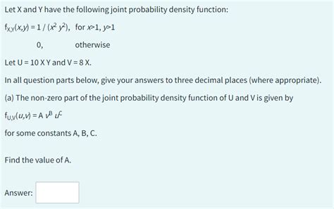 Solved Let X And Y Have The Following Joint Probability Chegg Com
