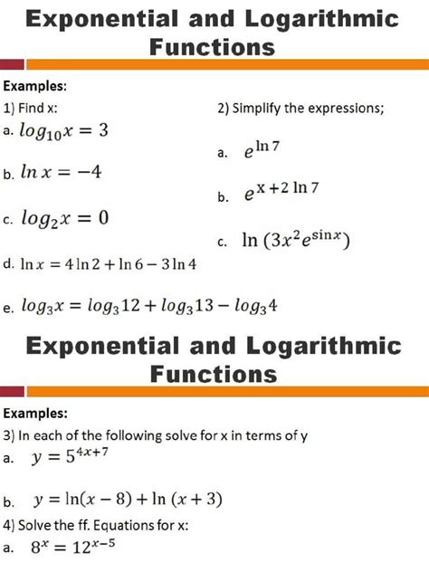 Solved Prob Exponential And Logarithmic Functions Pdf