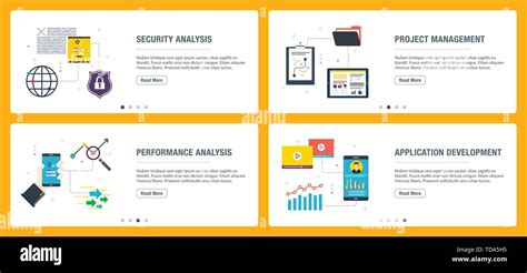 Web Banners Concept In Vector With Security Analysis Project Management Performance Analysis