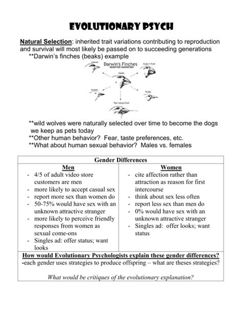 Evolutionary Psychology Notes