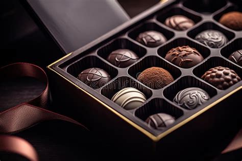 Chocolate Candy Box Set Ai Generative Stock Illustration