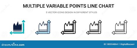Multiple Variable Points Line Chart Icon In Filled Thin Line Outline