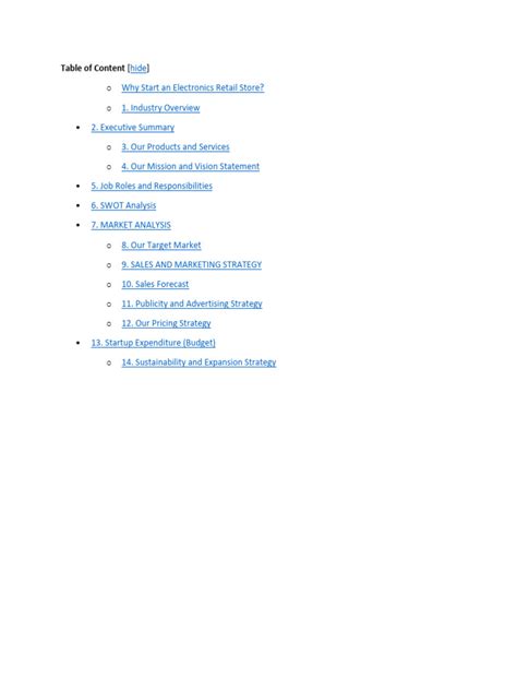 Electronics Business Plan Pdf