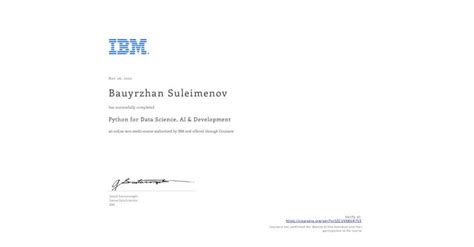 Bauyrzhan Suleimenov On Linkedin Completion Certificate For Python For Data Science Ai