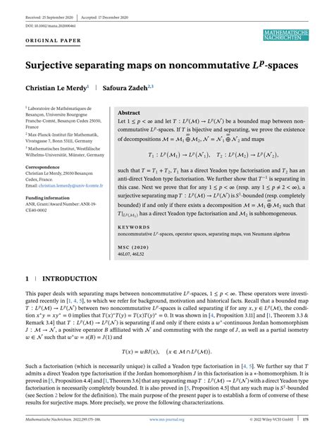 Surjective Separating Maps On Noncommutative Lp‐spaces