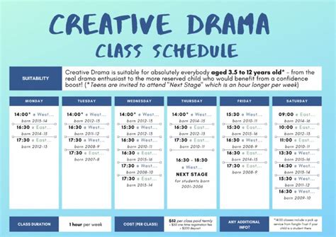 Creative Drama Schedule Centre Stage