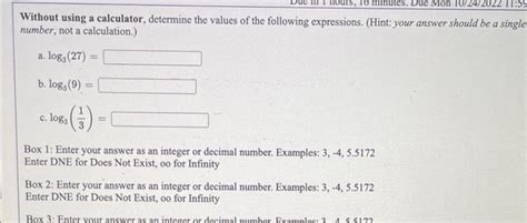 Solved Without Using A Calculator Determine The Values Of