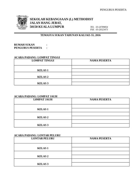 Borang Acara Padang Dan Balapan 2016 Pdf