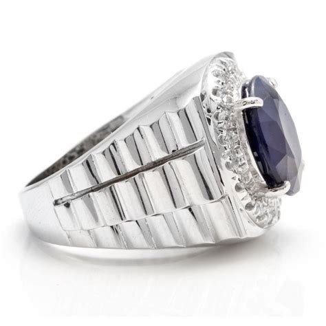 820 Carat Natural Diamond And Blue Sapphire 14 Karat Solid Gold Mens