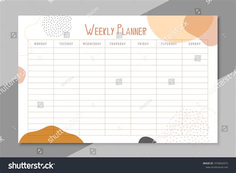 Planner Template One Week Stock Vector Royalty Free 1970834975