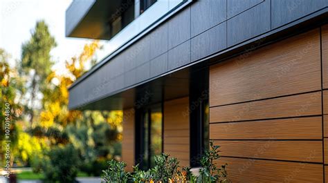 Wood Texture Composite Cladding Installation On House Facade Featuring