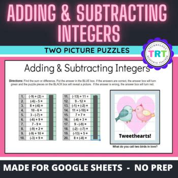Adding And Subtracting Integers Valentines Day Math Activity TPT
