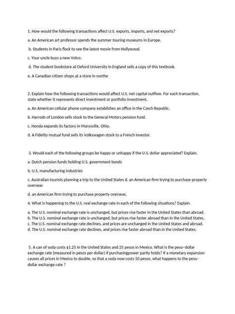 Part 2 Open Economy Macro Practice Questions Pdf