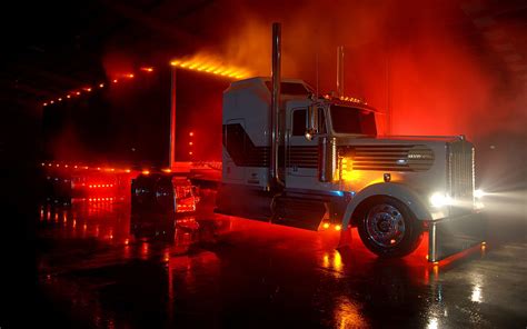 Cool Truck With Red And Yellow Lights Custom Truck Night Photography