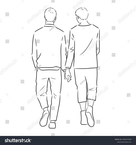 Illustration Back View Same Sex Couple Stock Vector Royalty Free Shutterstock