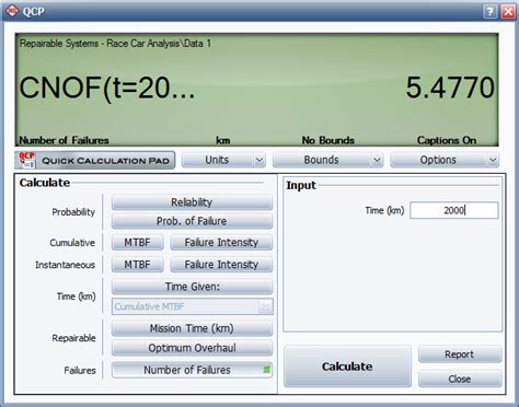 example using power law model for repairable systems analysis