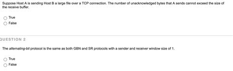 Solved Suppose Host A Is Sending Host B A Large File Over A