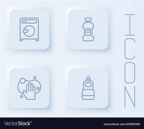 Set Line Washer Bottle For Detergent Sponge Vector Image